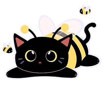 "Cute Black Cat Bee" Sticker for Sale by PottedCat | Redbubble