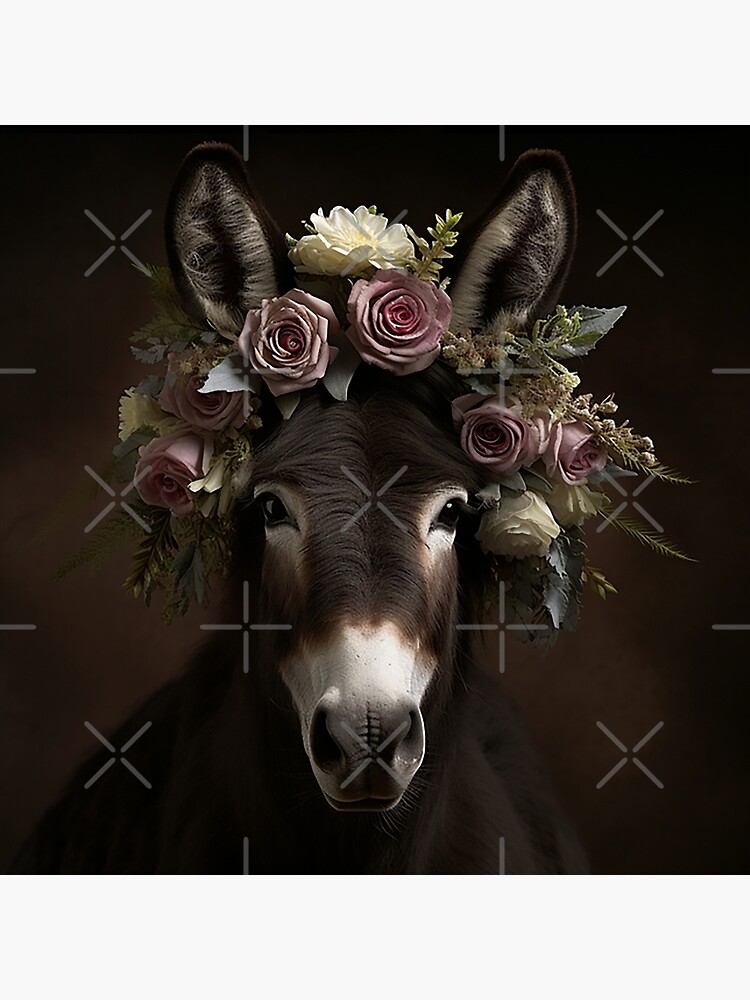 "Donkey Princess in crown of roses" Art Board Print for Sale by Pat ...
