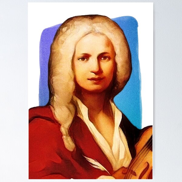 "Italian Composer Antonio Vivaldi - blue - illustration " Poster for ...