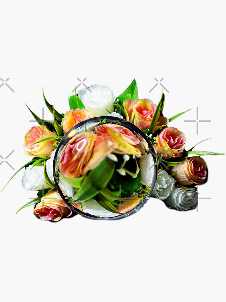 "Bunch of flowers with a glass orb in front Abstract still life ...