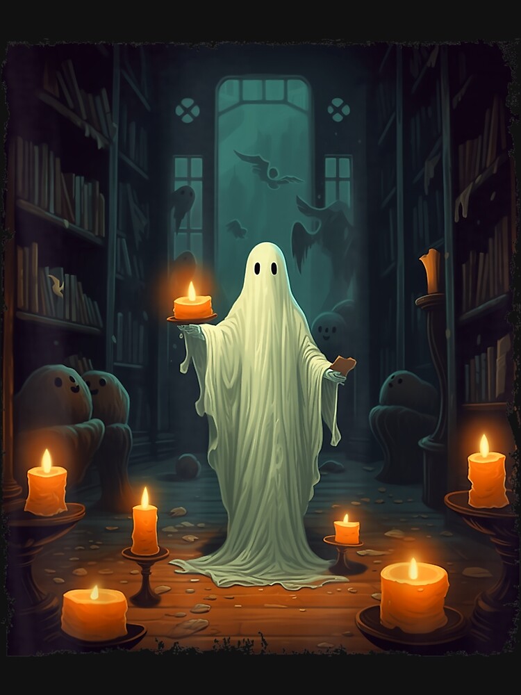 "Vintage Ghost Reading Book Librarian Halloween Teachers Kids ...