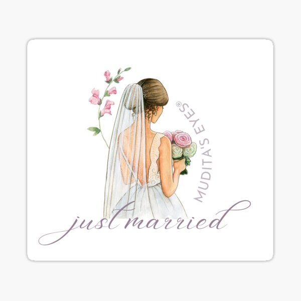 "Floral "Just married" Wedding Day Wishes & Proposal Bride Sticker ...