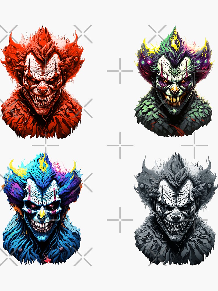 "creepy clown stickers" Sticker for Sale by artomazo | Redbubble