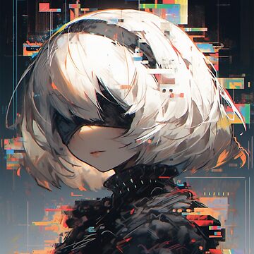"2B - Nier Automata - Glitch Art" Sticker for Sale by Splatter-arts ...