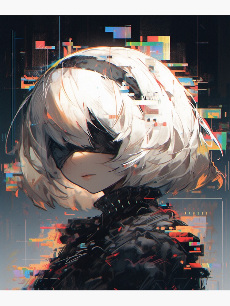 "2B - Nier Automata - Glitch Art" Sticker for Sale by Splatter-arts ...