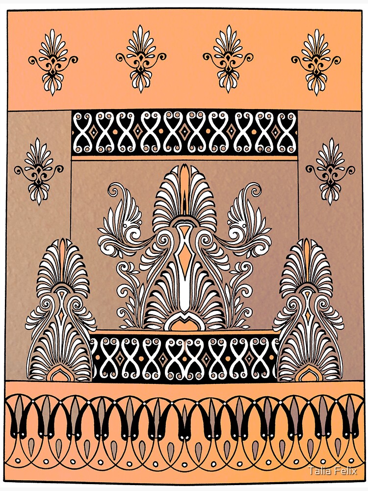"Ancient Greek Roman Decorative Wall Design - Black, Peach, White ...