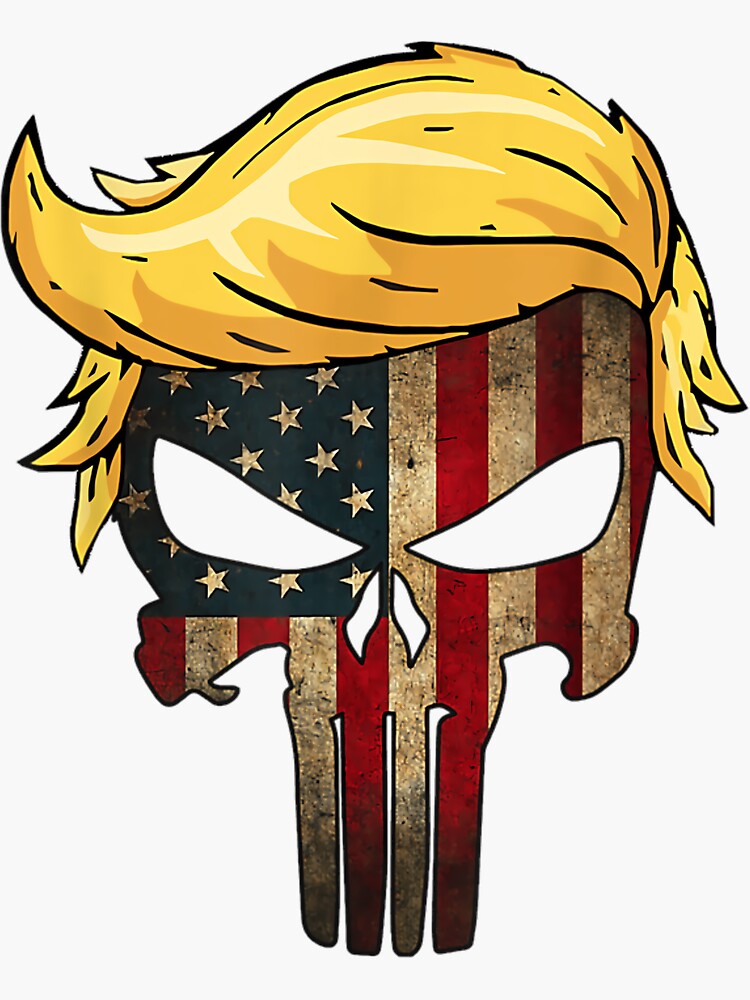 "Trump Hair Skull - 4th of july US Flag Trump " Sticker for Sale by ...