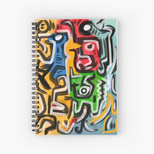 "Primitive street art abstract" Spiral Notebook for Sale by signorino ...