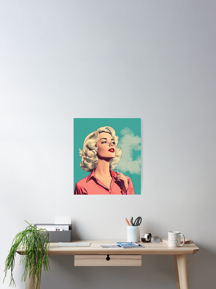 "Y2K Vintage Aesthetic Blonde Girl Smoking Cigarette" Poster for Sale ...