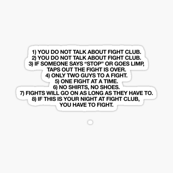 "Fight Club Rules Art TV Movie Meme " Sticker for Sale by awkidmwf29 ...