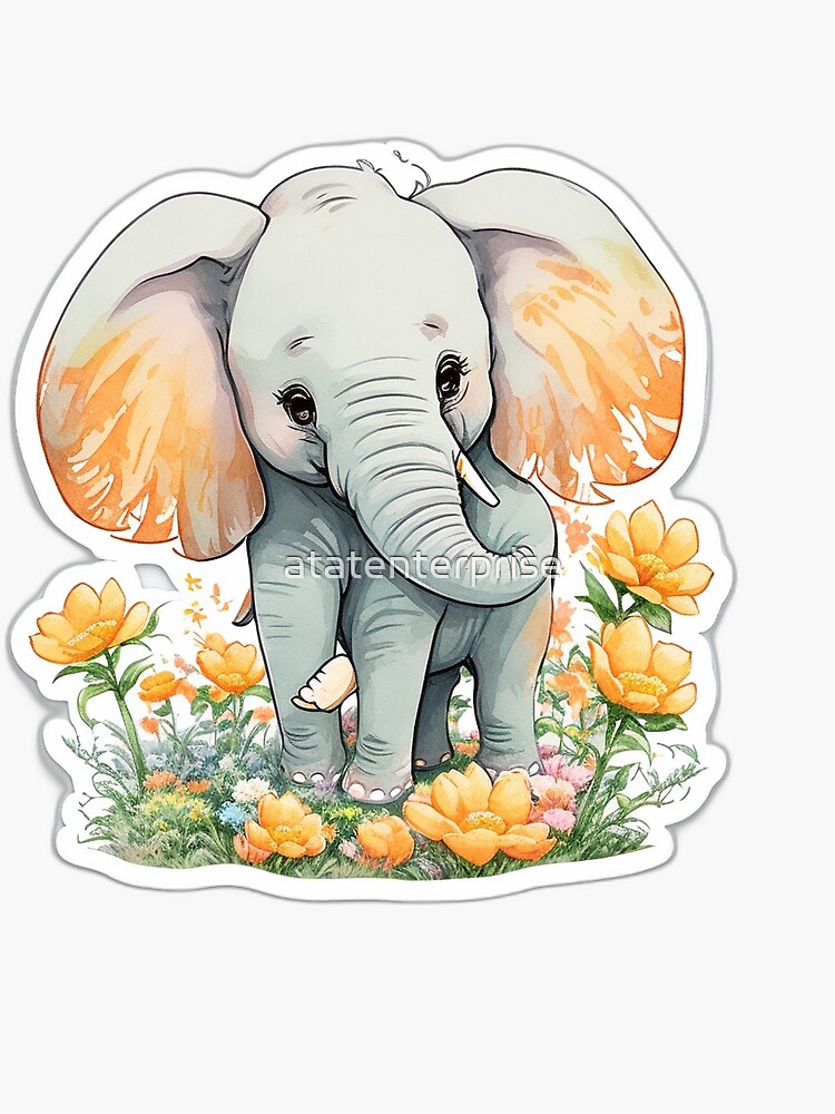 "Cute elephant" Sticker for Sale by atatenterprise | Redbubble