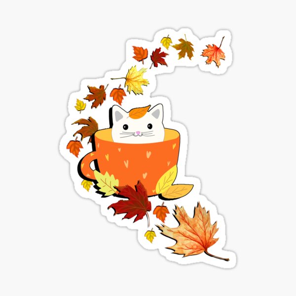"Cute Cat Lovers Fall Leaves of Autumn" Sticker for Sale by tamdevo1 ...