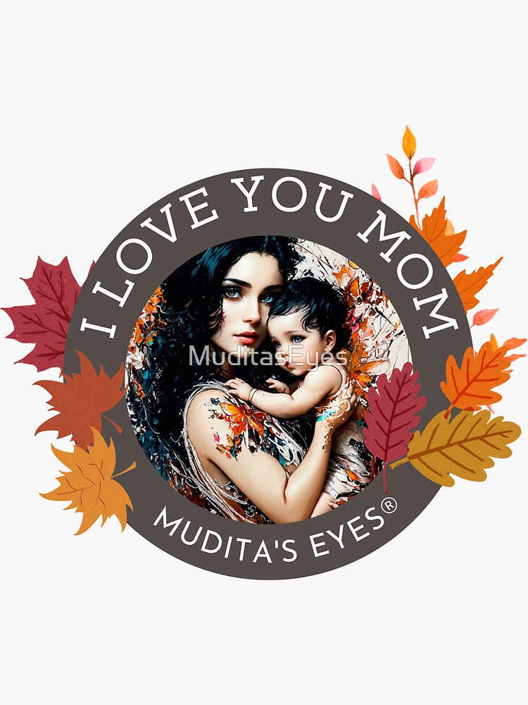" Beautiful " I love you mom" Colorful Mother and Baby Sticker" Sticker ...