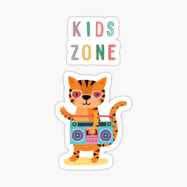 "Kids Zone Tiger and Radio" Sticker for Sale by dk-design85 | Redbubble