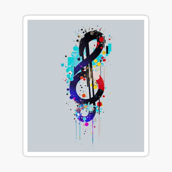 "Melodic Abstractions: A Whimsical Ode to Music Symbols" Sticker for ...