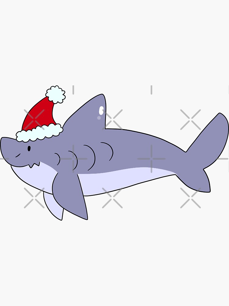 "Santa Hat Shark " Sticker for Sale by SaradaBoru | Redbubble