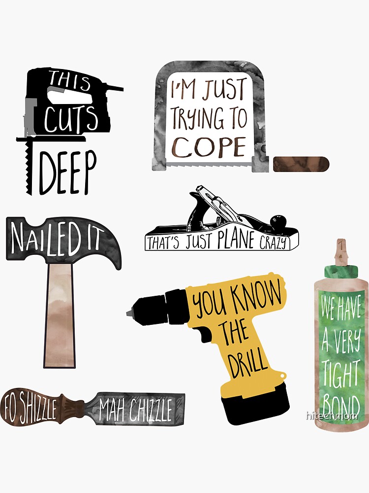 "Woodworker sticker pack - stickers for tools, workshop, dad, garage ...