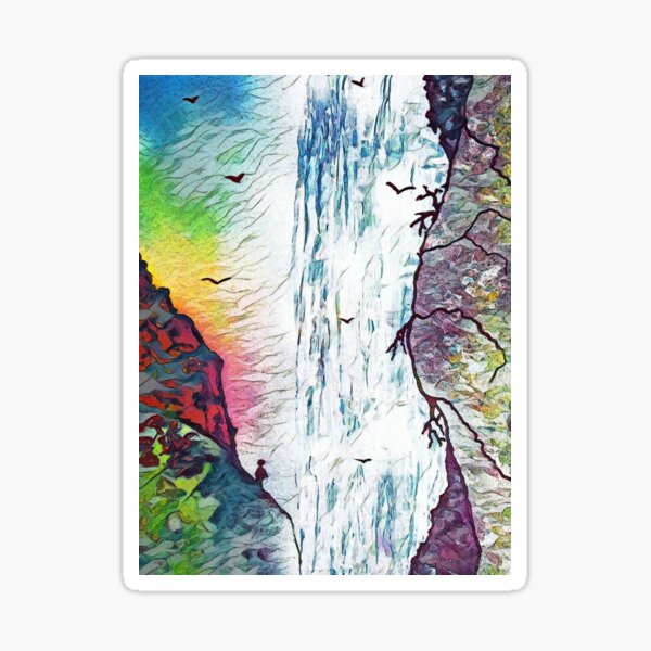 "Viewing the waterfall" Sticker for Sale by ditempli | Redbubble