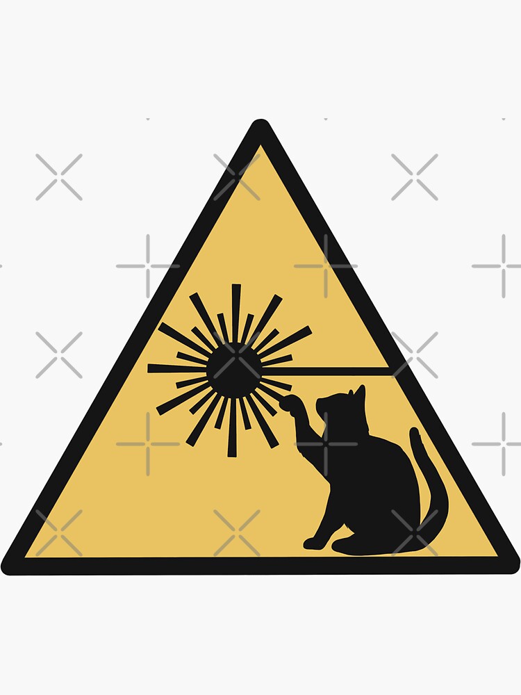 "Laser Cat Warning Sign" Sticker for Sale by TrailMixArt | Redbubble