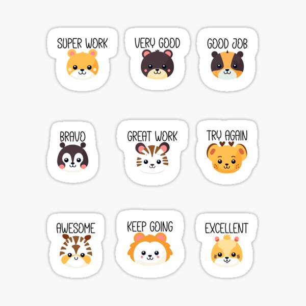 "Encouraging cute kawaii animal faces encouraging phrases" Sticker for ...