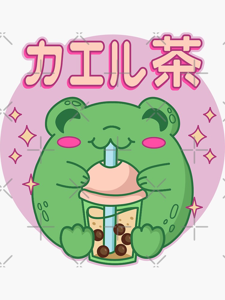 "Kawaii Frog Drinking Bubble Tea Cute Boba Lover " Sticker for Sale by CutenessKlub | Redbubble
