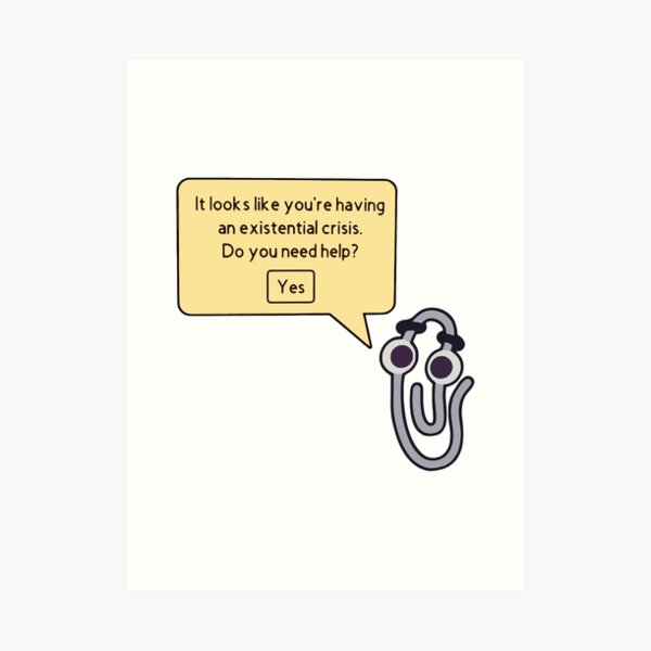 "Clippy the Paperclip Paper clip Funny meme" Art Print for Sale by ...