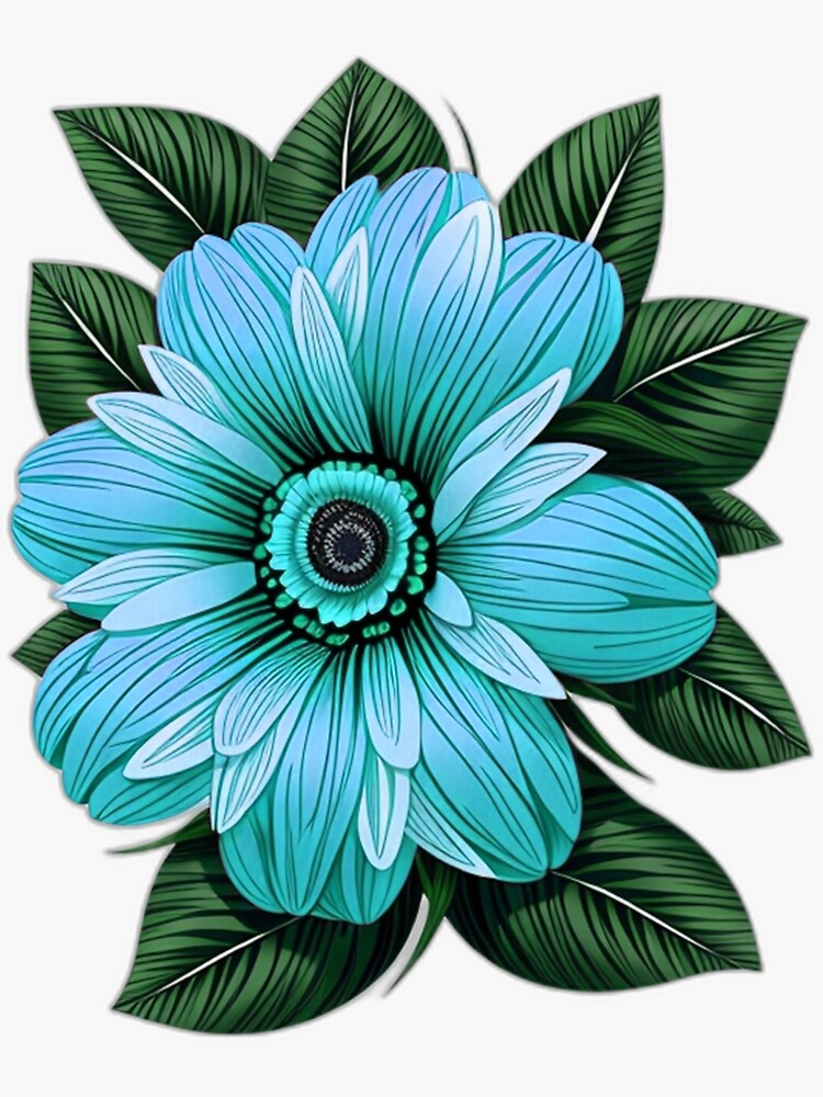 "Cute Pastel Light Blue Hawaiian Hibiscus Flower Pattern" Sticker for ...