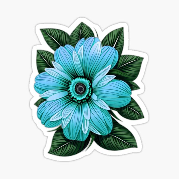 "Cute Pastel Light Blue Hawaiian Hibiscus Flower Pattern" Sticker for ...