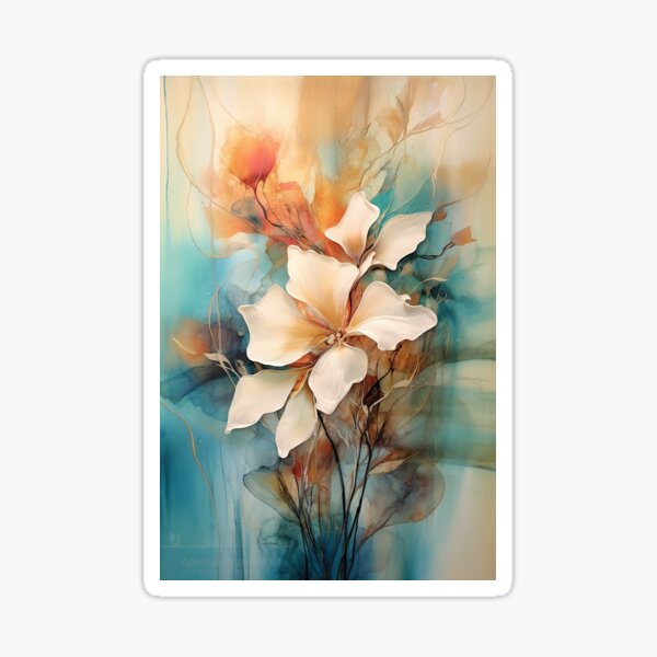 Sticker mit "Jasmina - Abstrakte Blüten in Tinte (5/12)" von sabantha ...