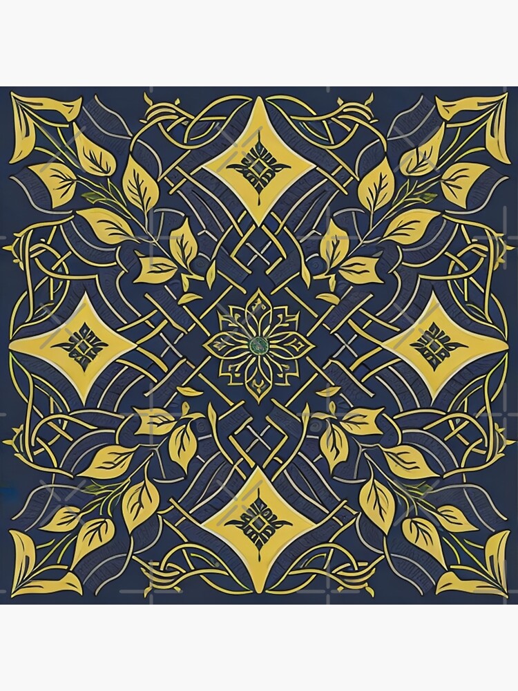 "Retro modern, black and yellow filigree repeating textile pattern ...