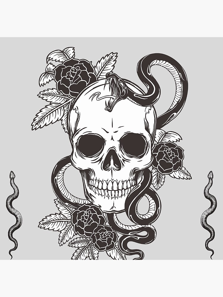 "Skull with serpents in rouse" Sticker for Sale by sixqueenshomes ...