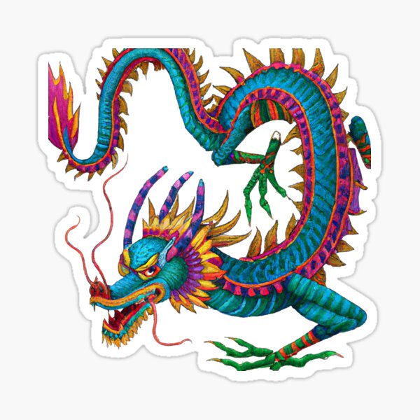 "Multicolor Chinese Dragon - Version 4" Sticker for Sale by ...