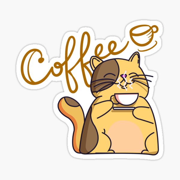 "Coffee Cat Sticker" Sticker for Sale by PadfootSticker | Redbubble