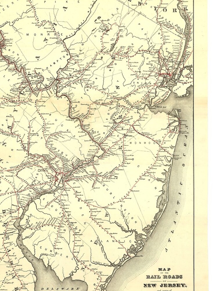 "Vintage New Jersey Railroad Map (1869) " iPhone Case for Sale by ...
