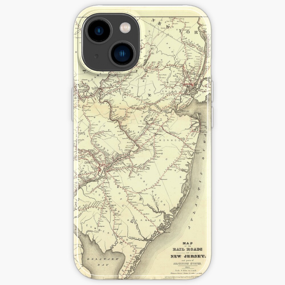 "Vintage New Jersey Railroad Map (1869) " iPhone Case for Sale by ...