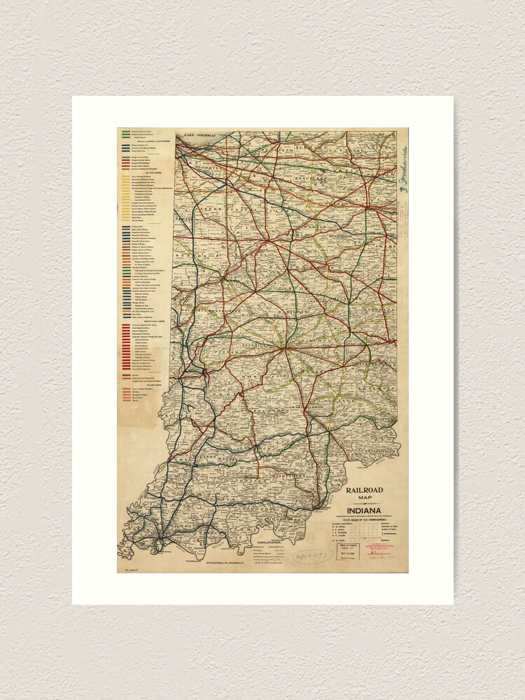 "Vintage Map of The Indiana Railroad System (1896)" Art Print for Sale ...