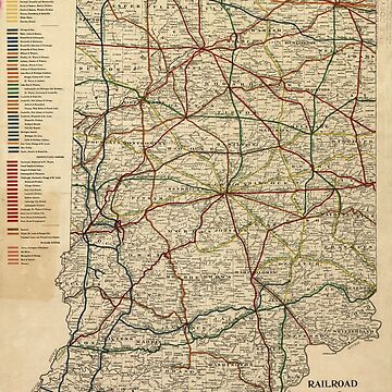 "Vintage Map of The Indiana Railroad System (1896)" Photographic Print ...