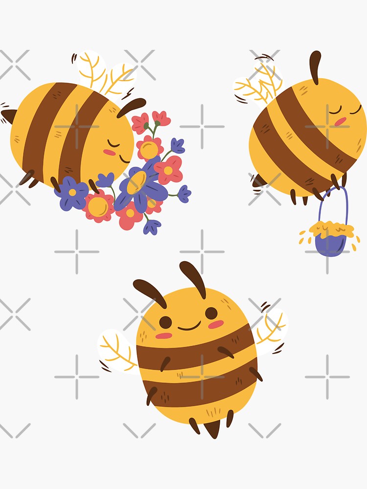 "Cute Bee Sticker Pack" Sticker for Sale by arrowroses | Redbubble