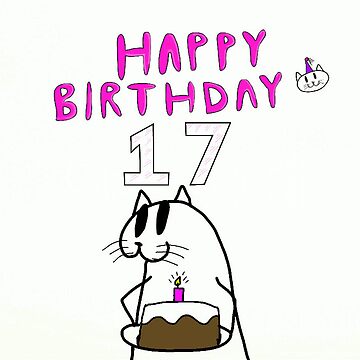 "Happy Birthday Card Cats Number 17" Sticker by MiauGomezCX | Redbubble