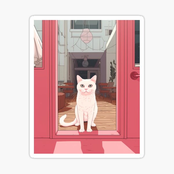 "Cat at Home Illustration" Sticker for Sale by Pawtraits1 | Redbubble