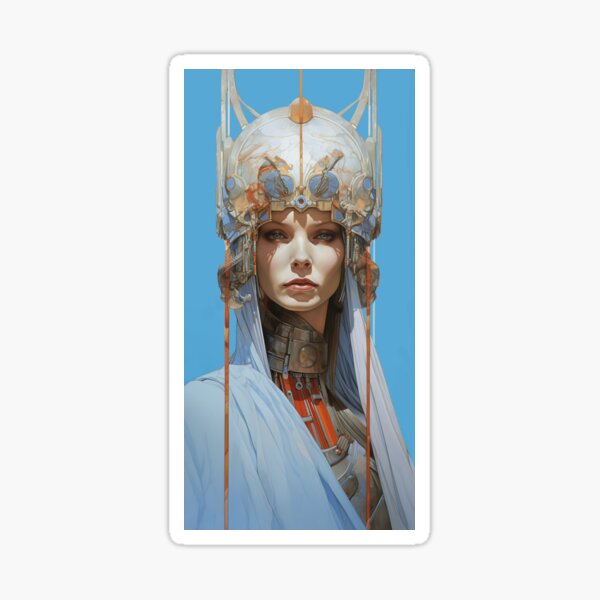 "Hyperborean Priestess - Woman Portrait Inspired by Moebius" Sticker ...