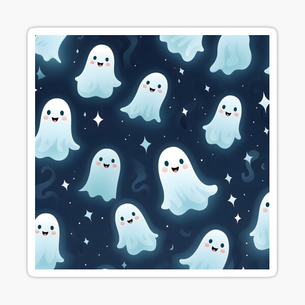 "Adorable Friendly Ghosts Pattern Print" Sticker for Sale by ...