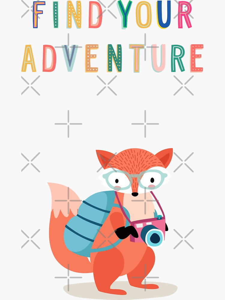 "Find Your Adventure Fox Traveler Backpacker" Sticker for Sale by dk ...