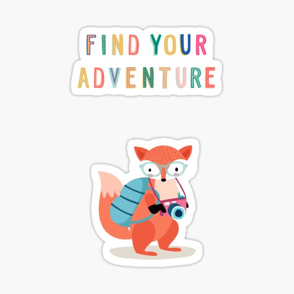 "Find Your Adventure Fox Traveler Backpacker" Sticker for Sale by dk ...