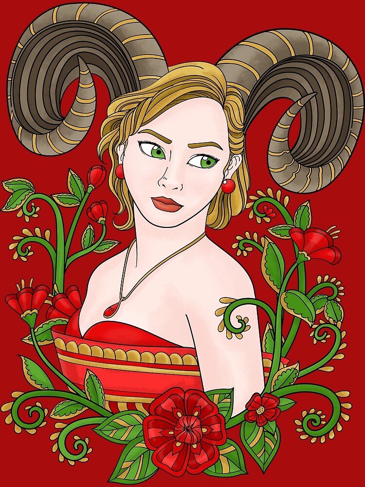 "Colorful Illustration of a Beautiful Aries Lady" by fosfenoStore ...
