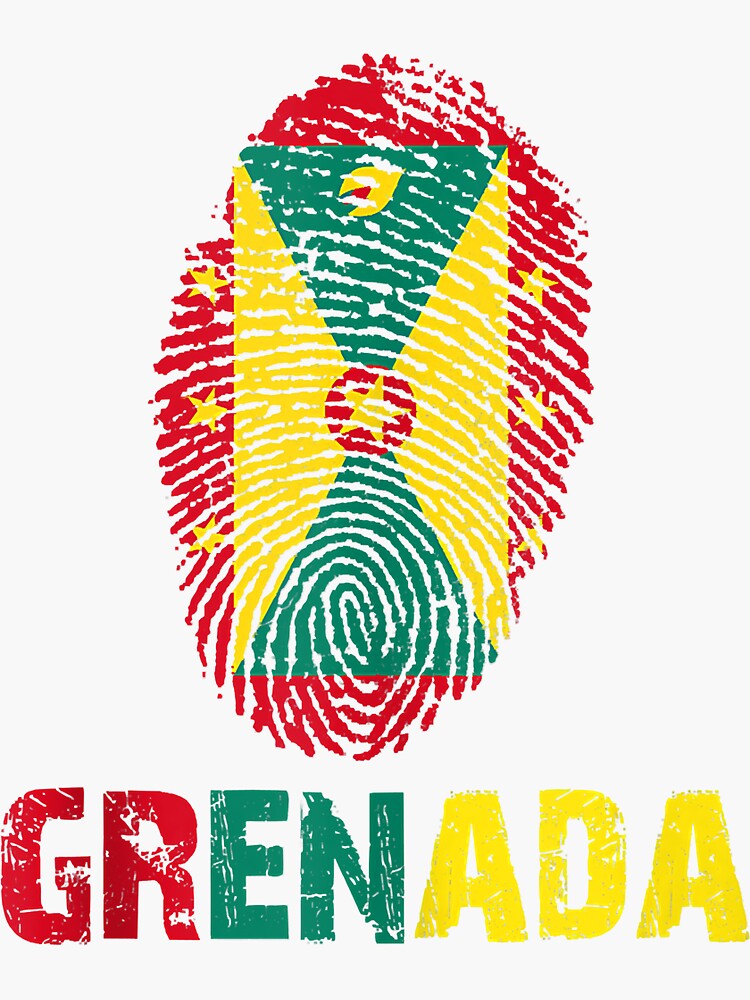 "GRENADA Finger Print Flag I Love GRENADA Ravel Ee " Sticker for Sale ...
