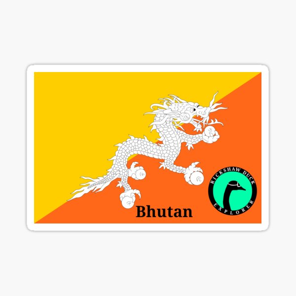 "Bhutan Travel Flag" Sticker for Sale by RickshawDuck | Redbubble