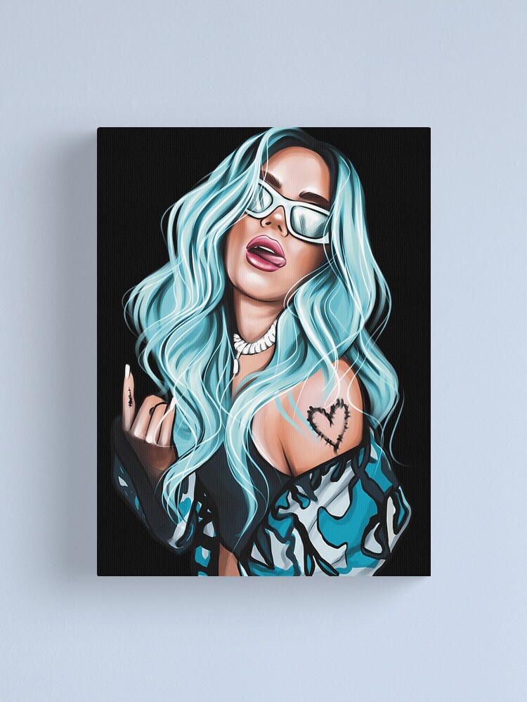 Karol G with Blue Hair Illustration Canvas sold by Chryste Bone | SKU 115868039 | 30% OFF Printerval