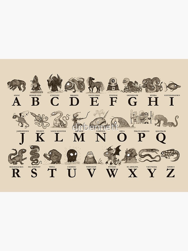 "Sea Monster Alphabet" Poster by djrbennett | Redbubble