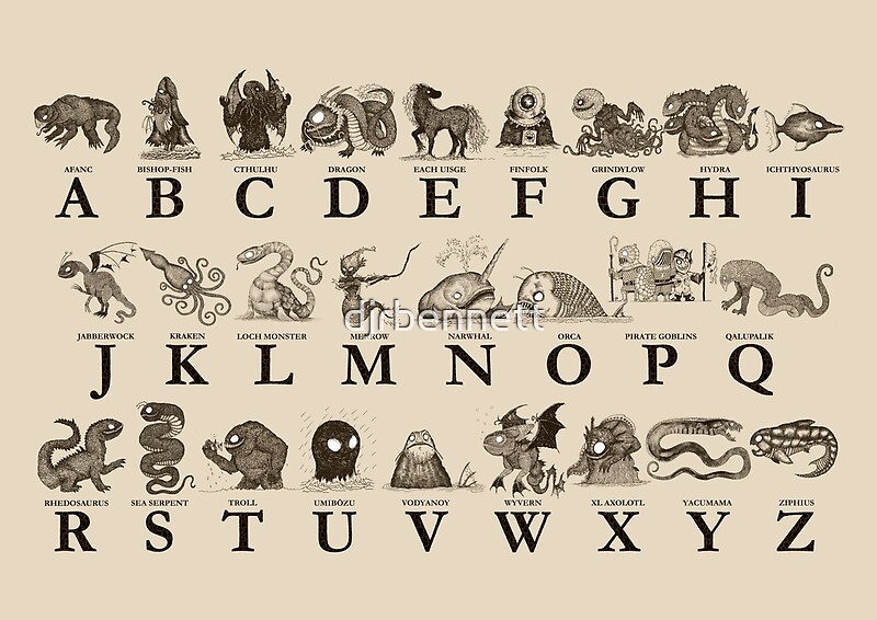 "Sea Monster Alphabet" by djrbennett | Redbubble